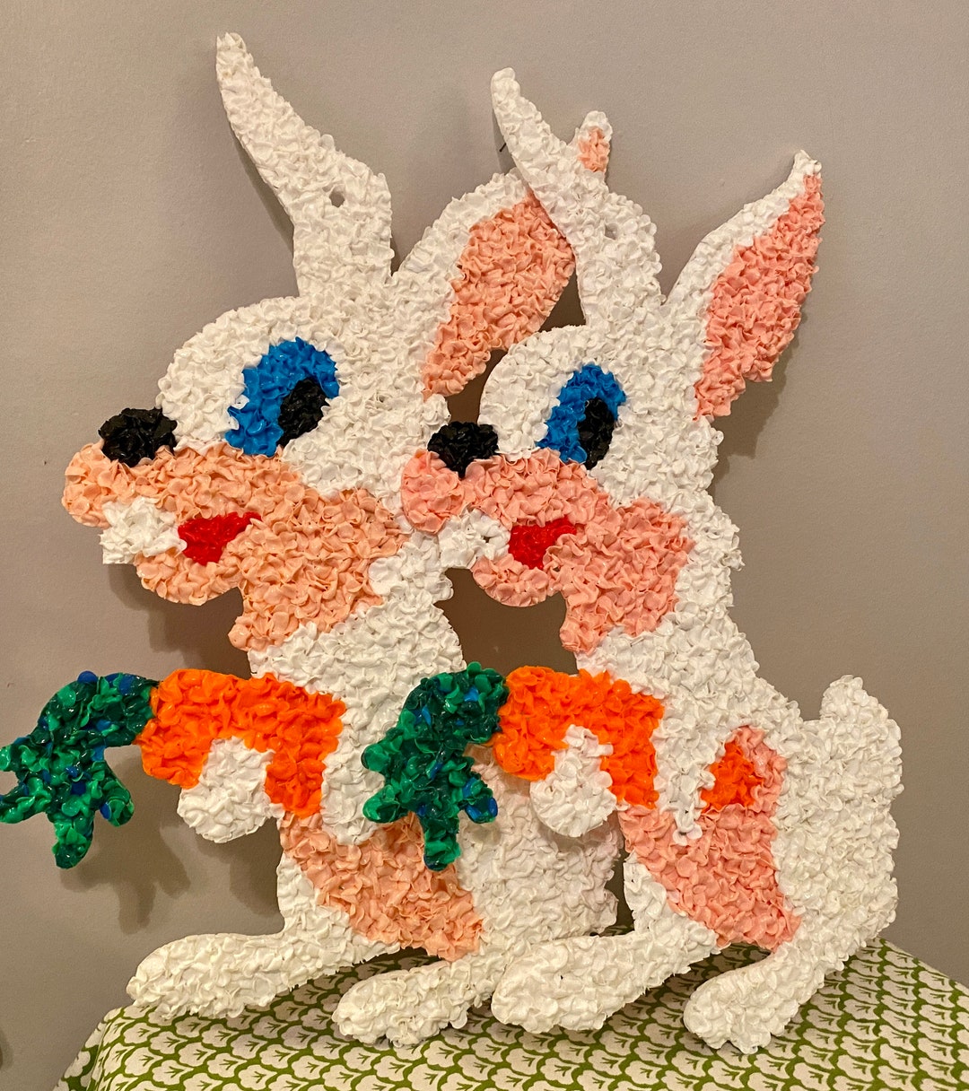 1 Vintage 21 Melted Plastic Popcorn White Easter Bunny Rabbit 1970's - Etsy