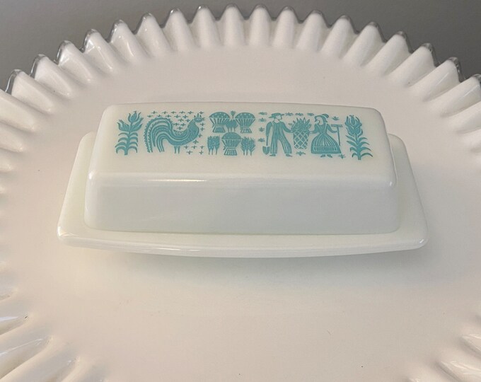 Vintage Pyrex Turquoise Butterprint Covered Butter Dish 1950's - Etsy