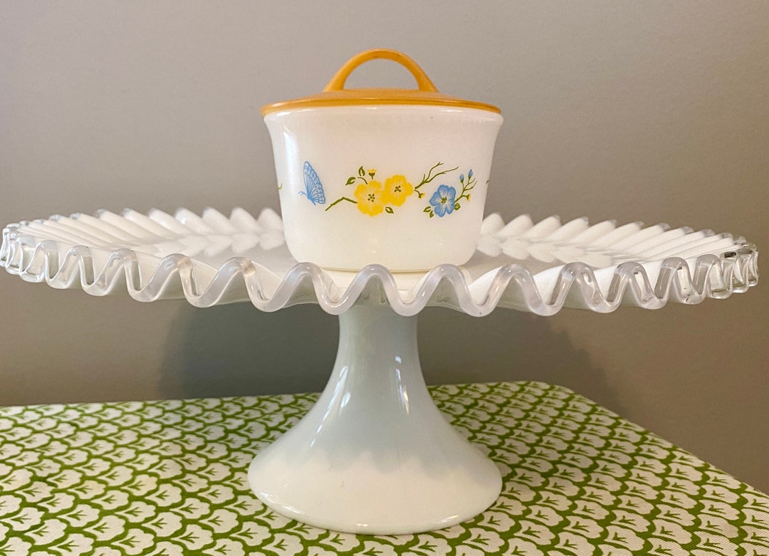 Vintage Pyrex Flirtation Sugar Bowl With Lid Wildflowers and Butterfly ...