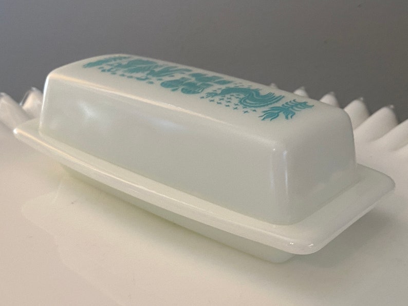 Vintage Pyrex Turquoise Butterprint Covered Butter Dish - Etsy
