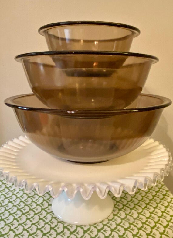 Kitchen & Dining Vintage Pyrex Corning Brown Amber Nesting Glass Mixing ...