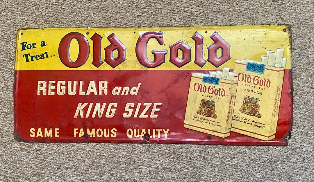 Vintage Old Gold Cigarette Metal Sign 33" X 14" - Etsy