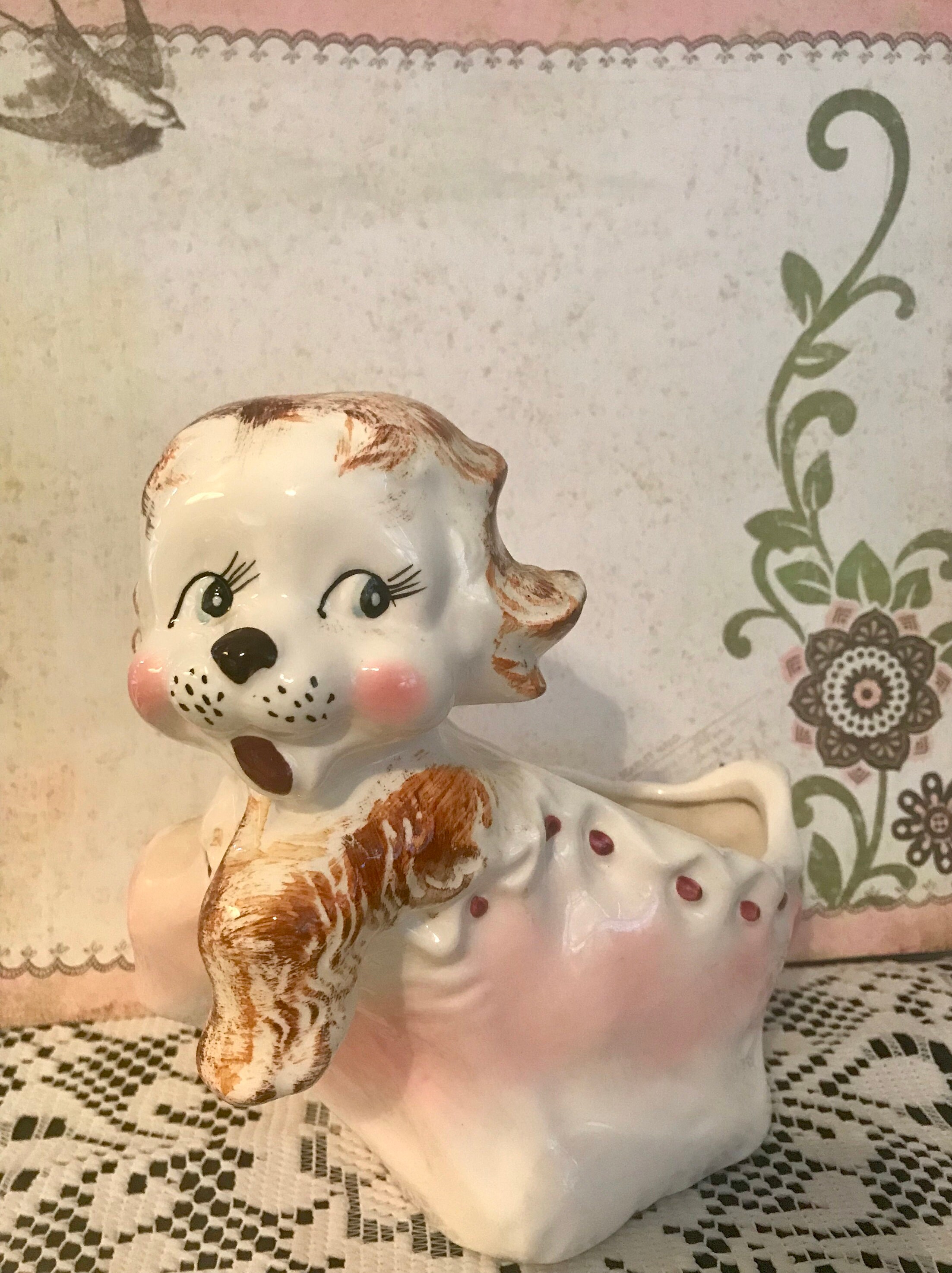 Vintage Puppy Dog Planter / Nursery Decor | Etsy
