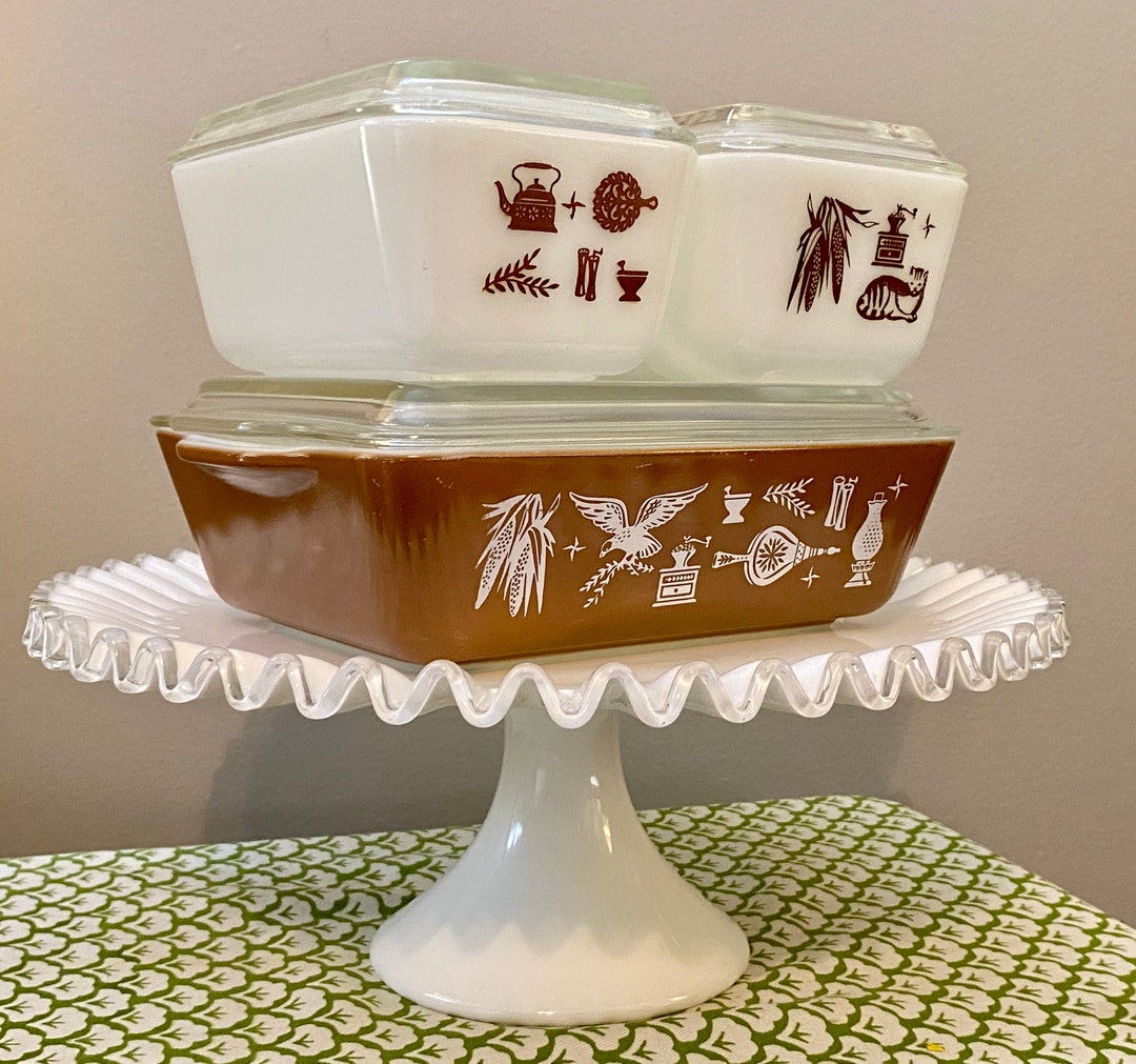 Vintage Pyrex Early American Refrigerator Dishes Complete Set With Lids ...