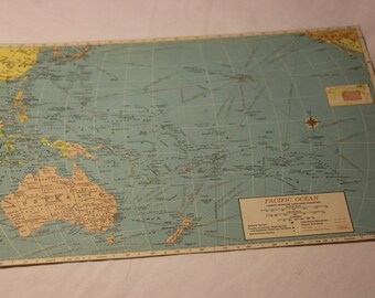 Old Pacific Ocean & Island Chains Map 1895 Vintage Nautical and ...