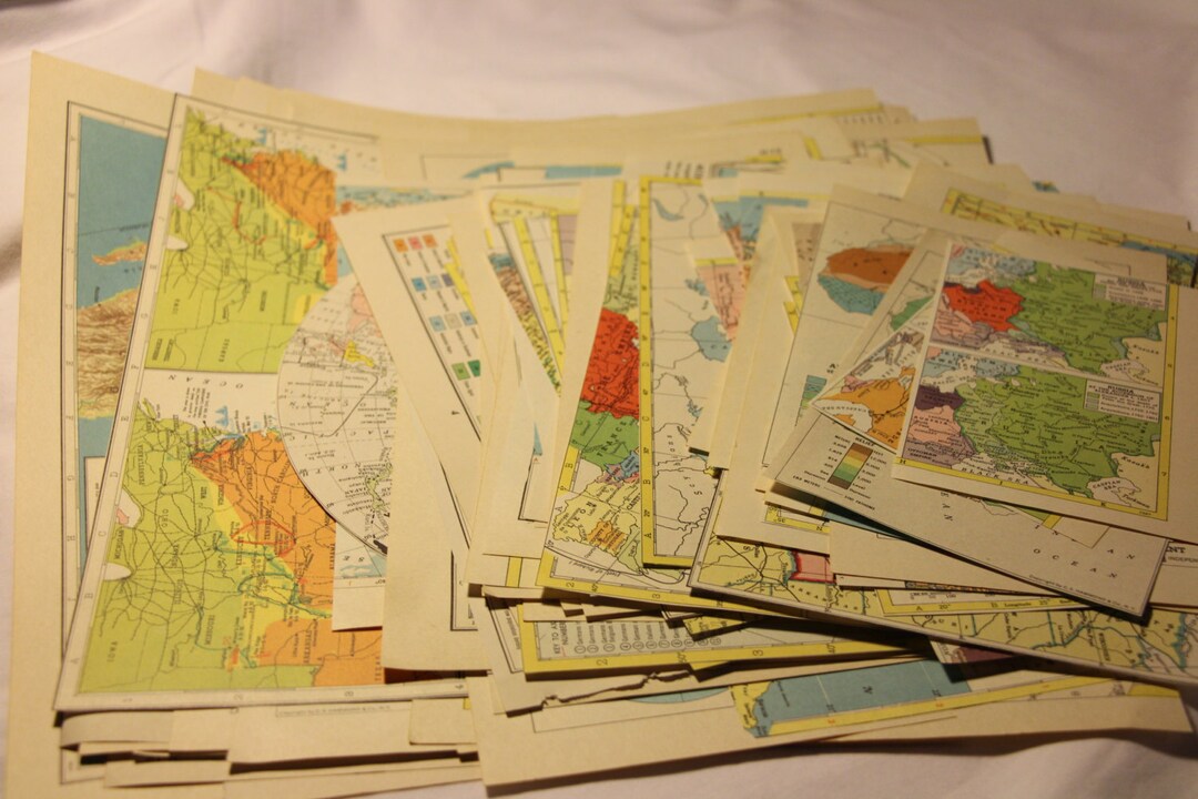 Vintage Map Scrap Pack - 86 Count - Etsy