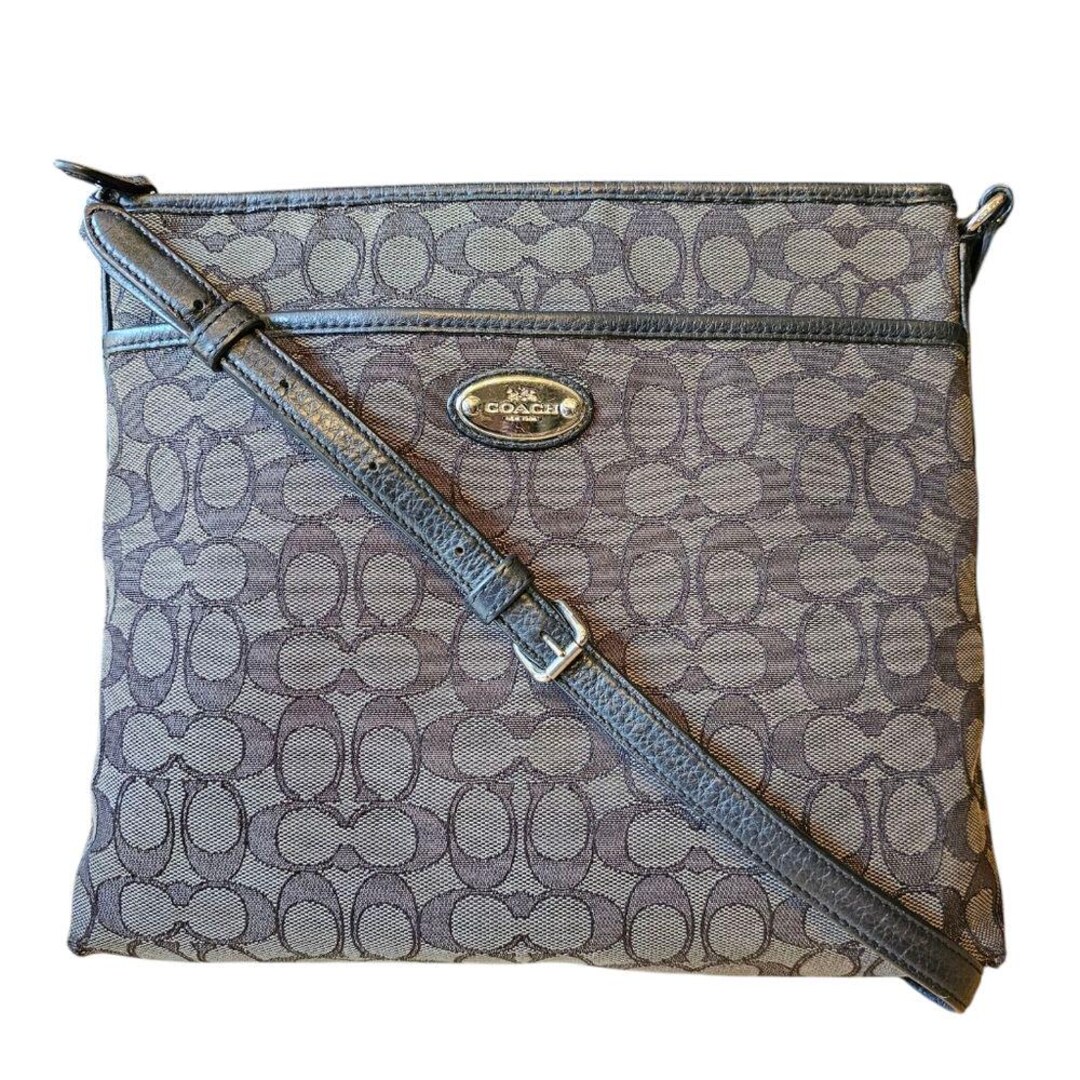 Coach Dark Grey Signature Canvas Crossbody Bag - Etsy
