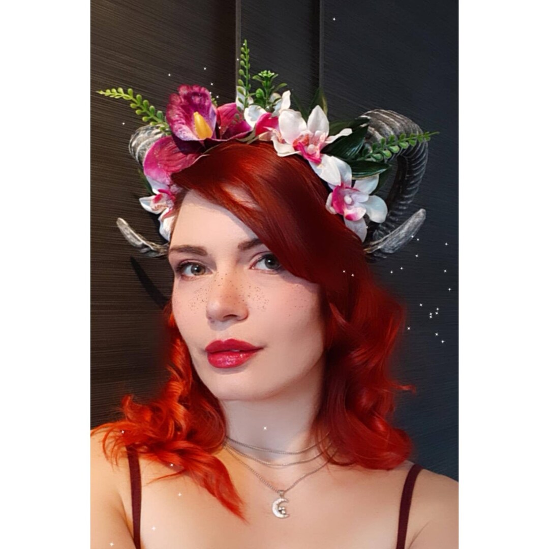 Horned Flower Crown - Flower Horned Headdress - Etsy
