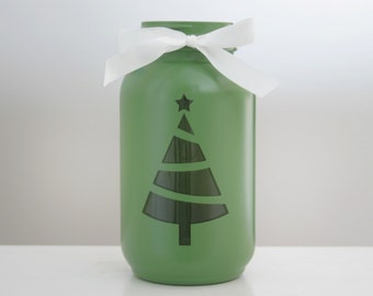 Glass christmas tree jar | Etsy