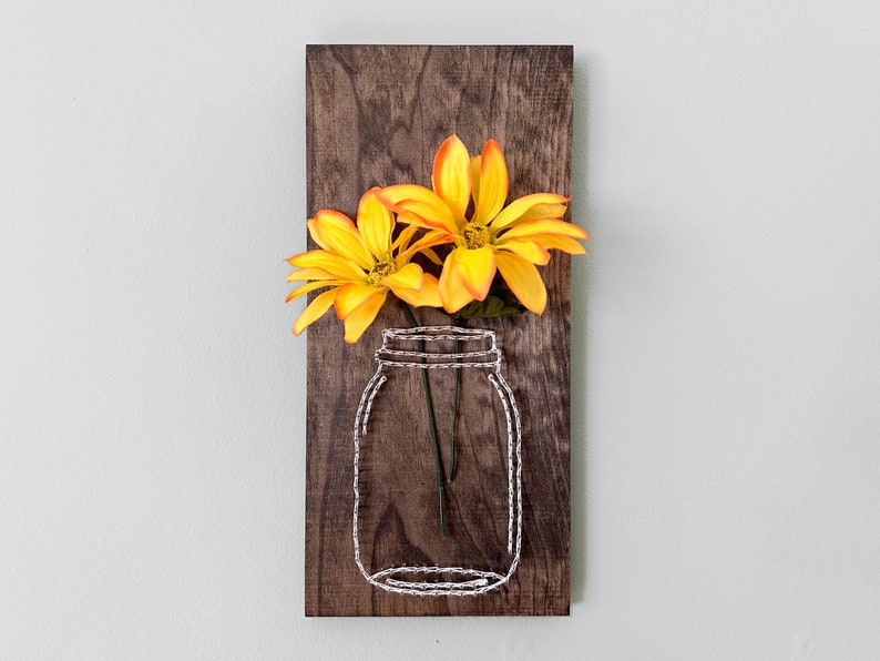 Mason Jar Flower Vase String Art - Floral Decor - Seasonal Decor ...