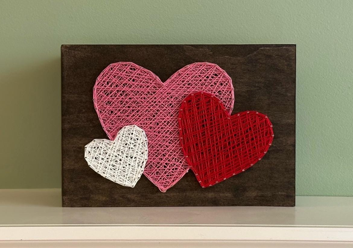 DIY Overlapping Hearts - Valentine's Day Decor - String Art - Heart ...