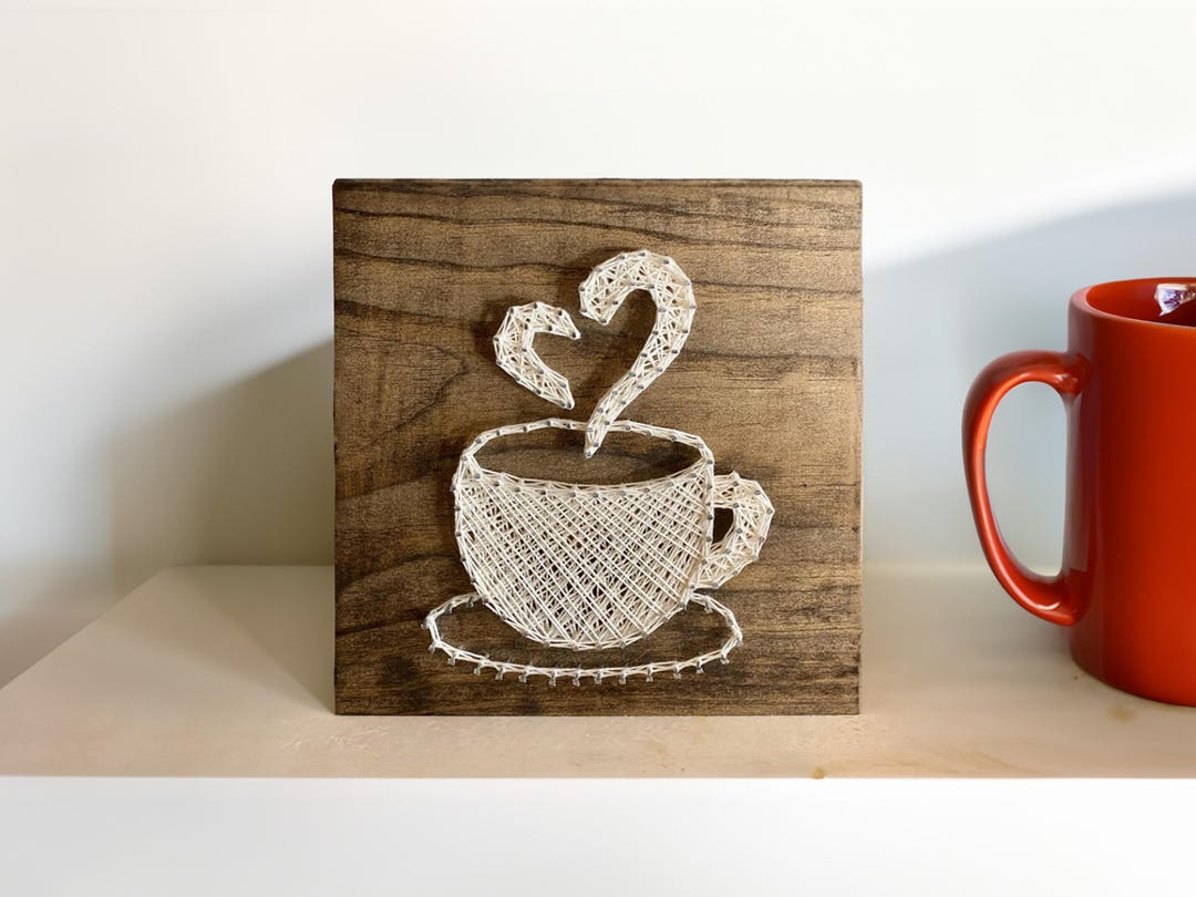 Coffee Cup String Art - Coffee Bar Decor - Hot Cocoa String Art - Home ...