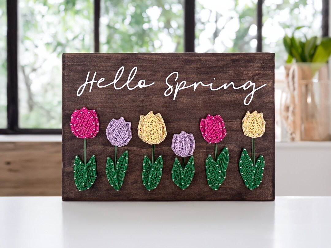 Hello Spring String Art - Floral Decor - Seasonal Decor - Spring ...