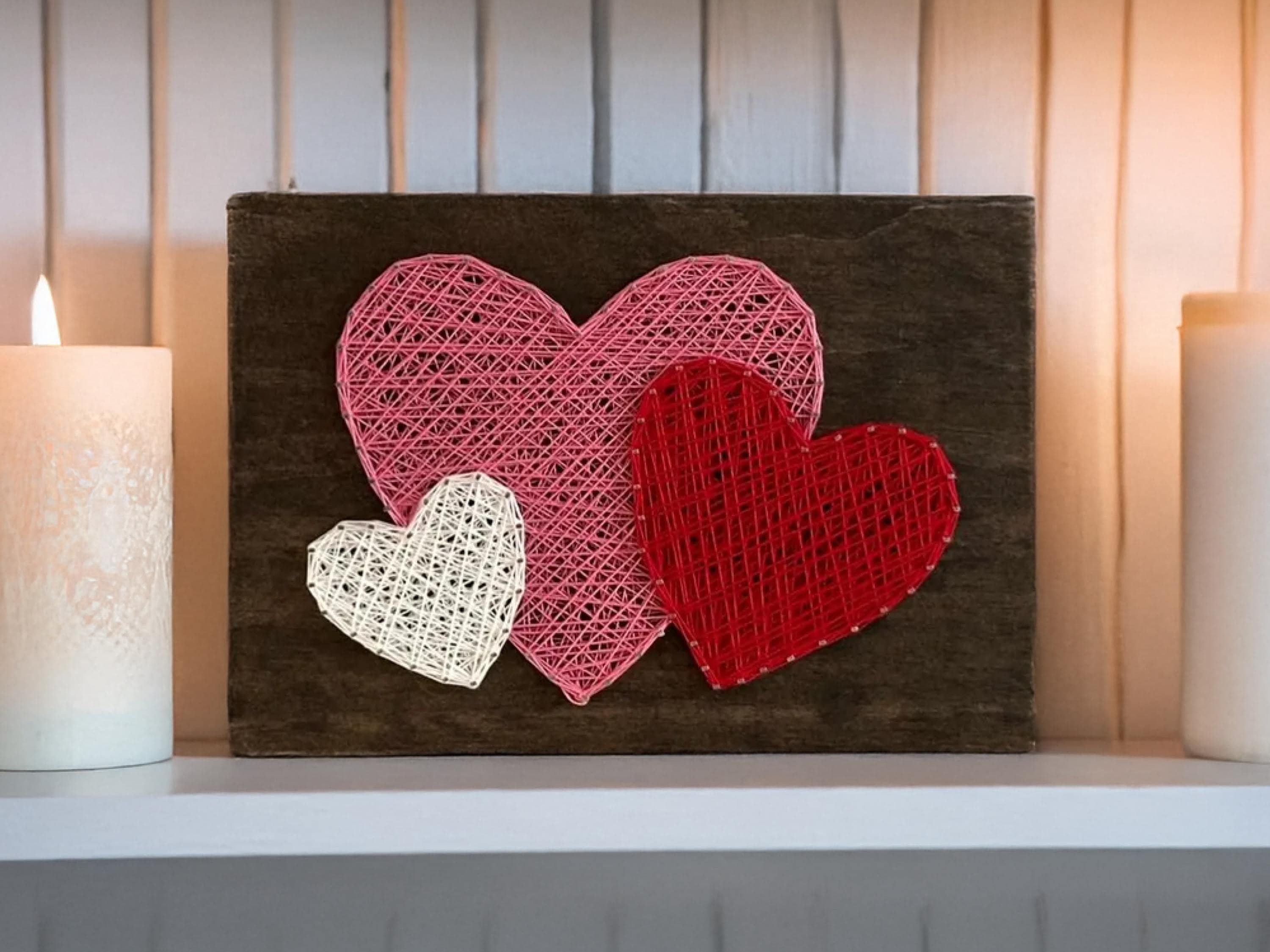 DIY Overlapping Hearts - Valentine's Day Decor - String Art - Heart ...