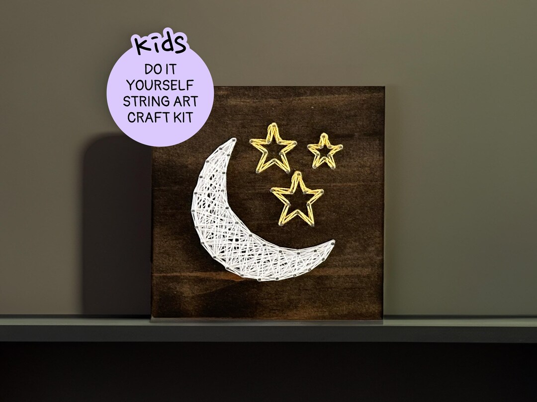 KIDS DIY Moon & Stars String Art Craft Kit - String Art Beginner - Etsy