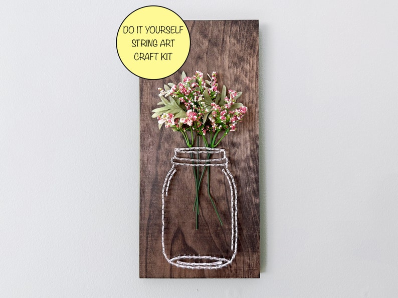 DIY Mason Jar Flower Vase String Art Craft Kit Floral Decor - Etsy