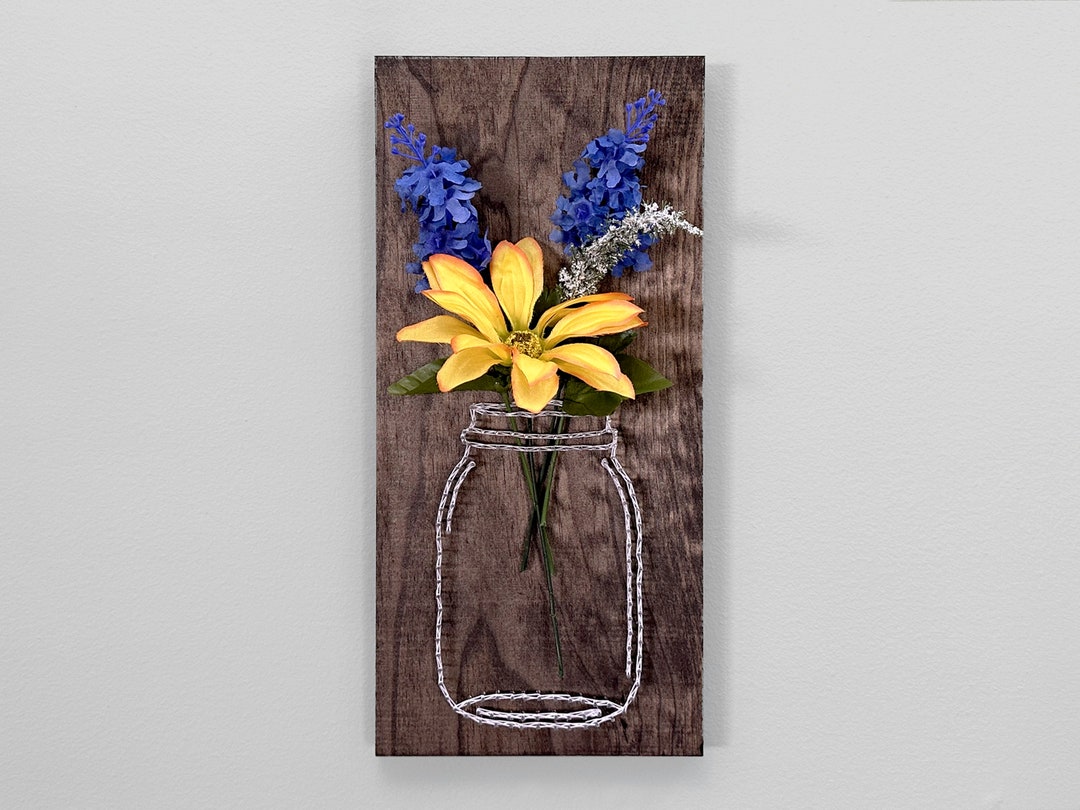 Mason Jar Flower Vase String Art - Floral Decor - Seasonal Decor ...
