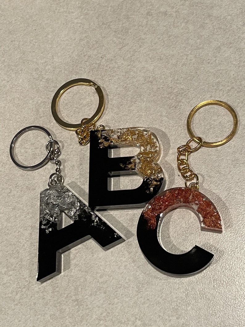 Metallic Flake Letter Keychains - Etsy