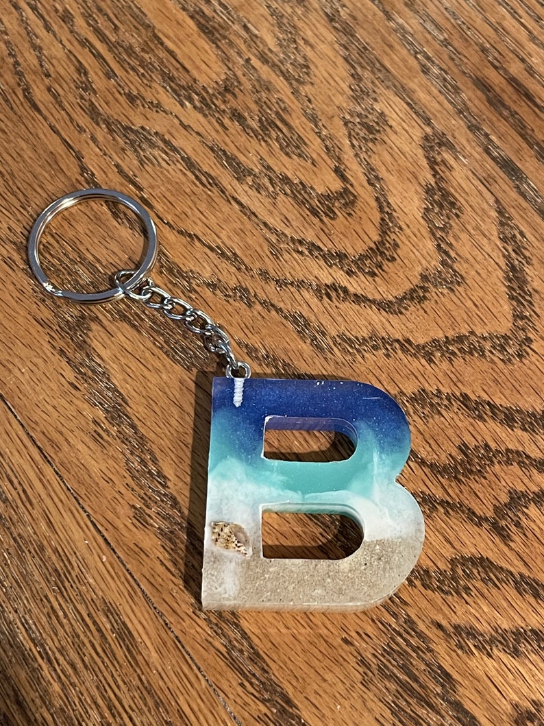 Beach Themed Letter Keychains | Etsy