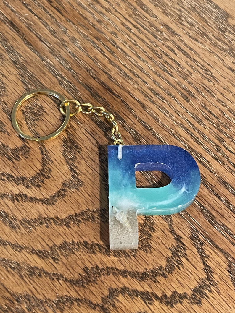 Beach Themed Letter Keychains - Etsy