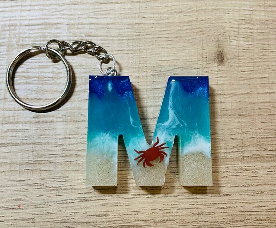 Beach Themed Letter Keychains Etsy UK