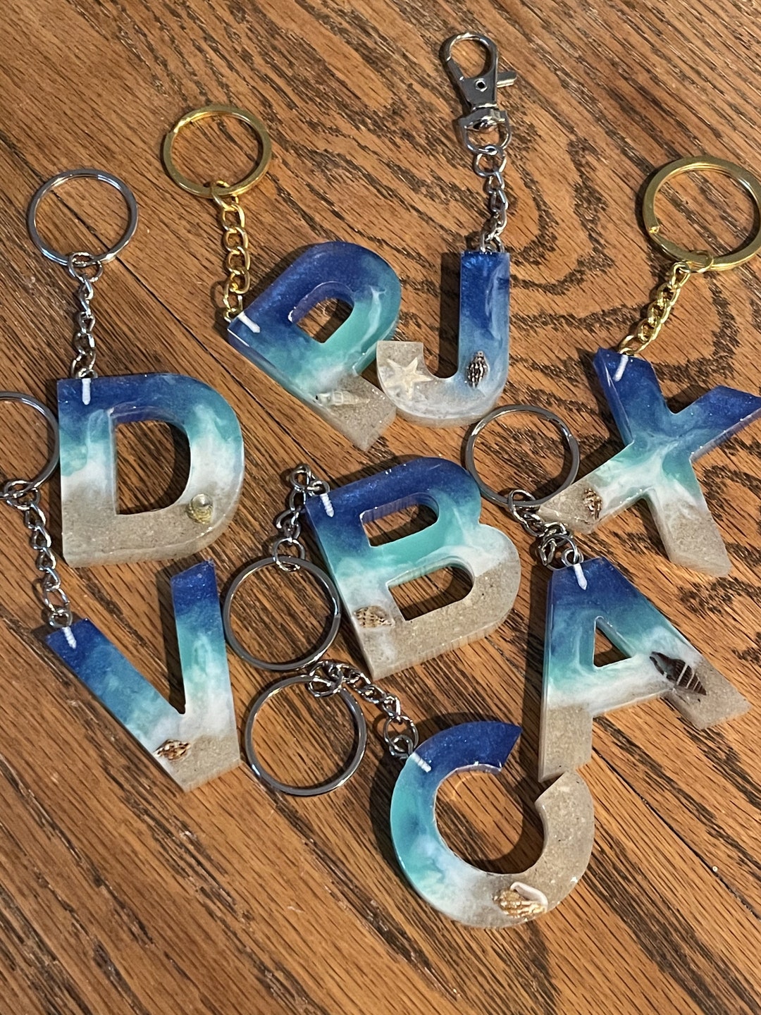 Beach Themed Letter Keychains - Etsy