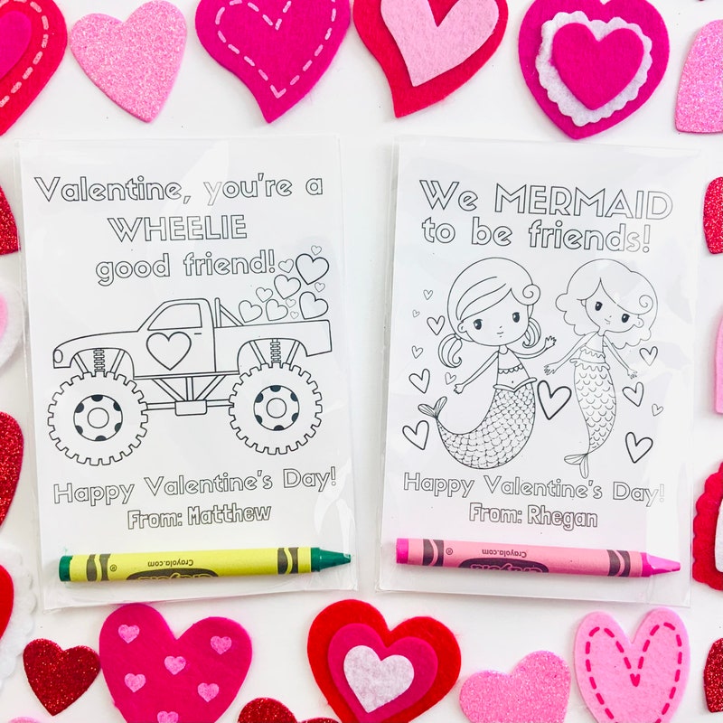 Coloring Valentines Card - Etsy