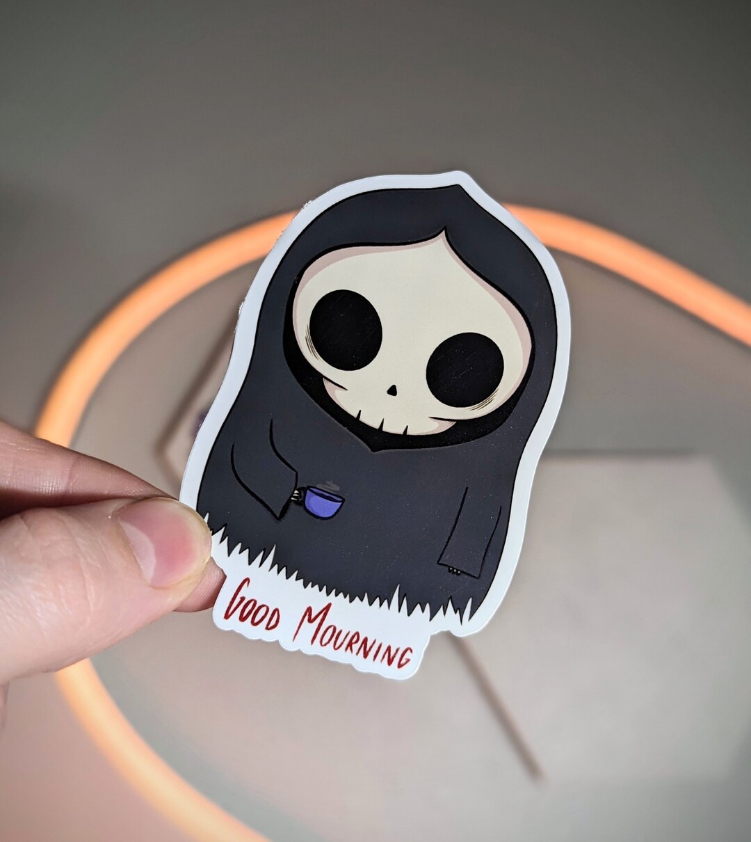 Good Morning Grim Reaper Sticker, Cute Reaper, Good Morning, Funny ...
