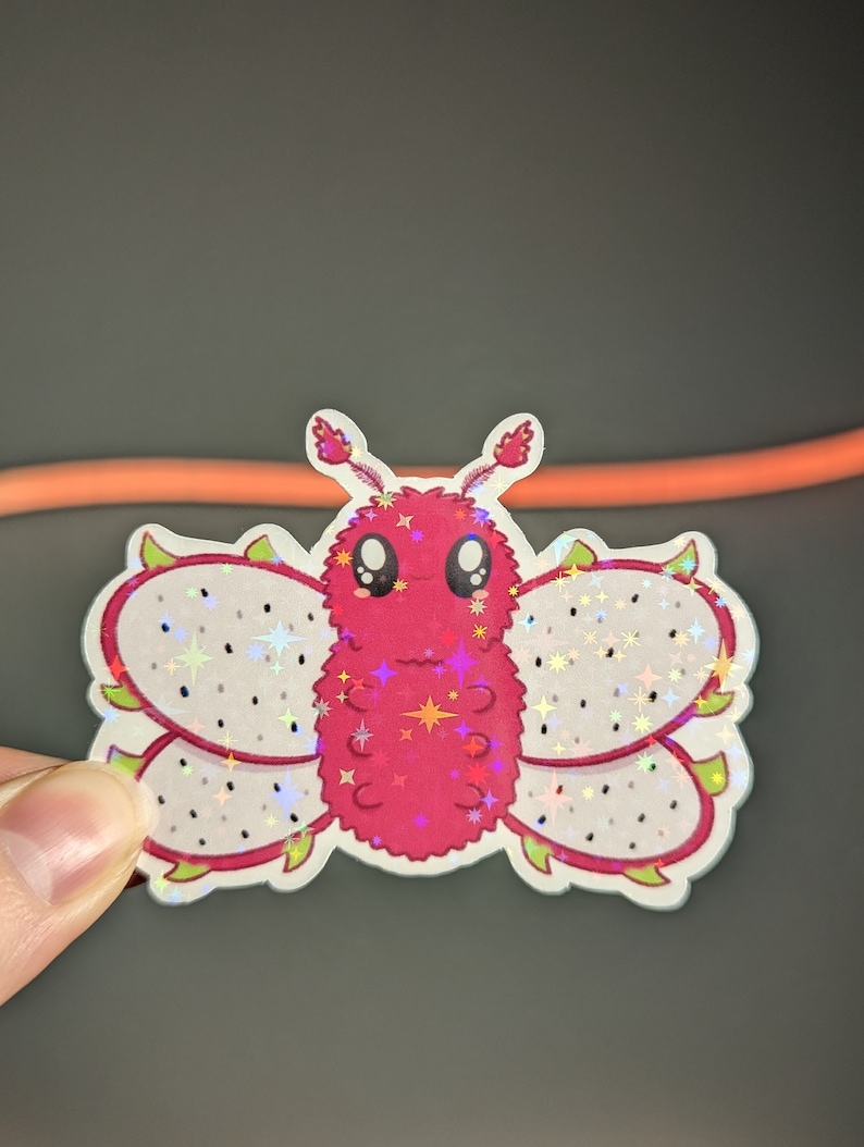 Dragon Fruit Moth Sticker, Fruit Sticker, Cute Moth, Moth Sticker ...