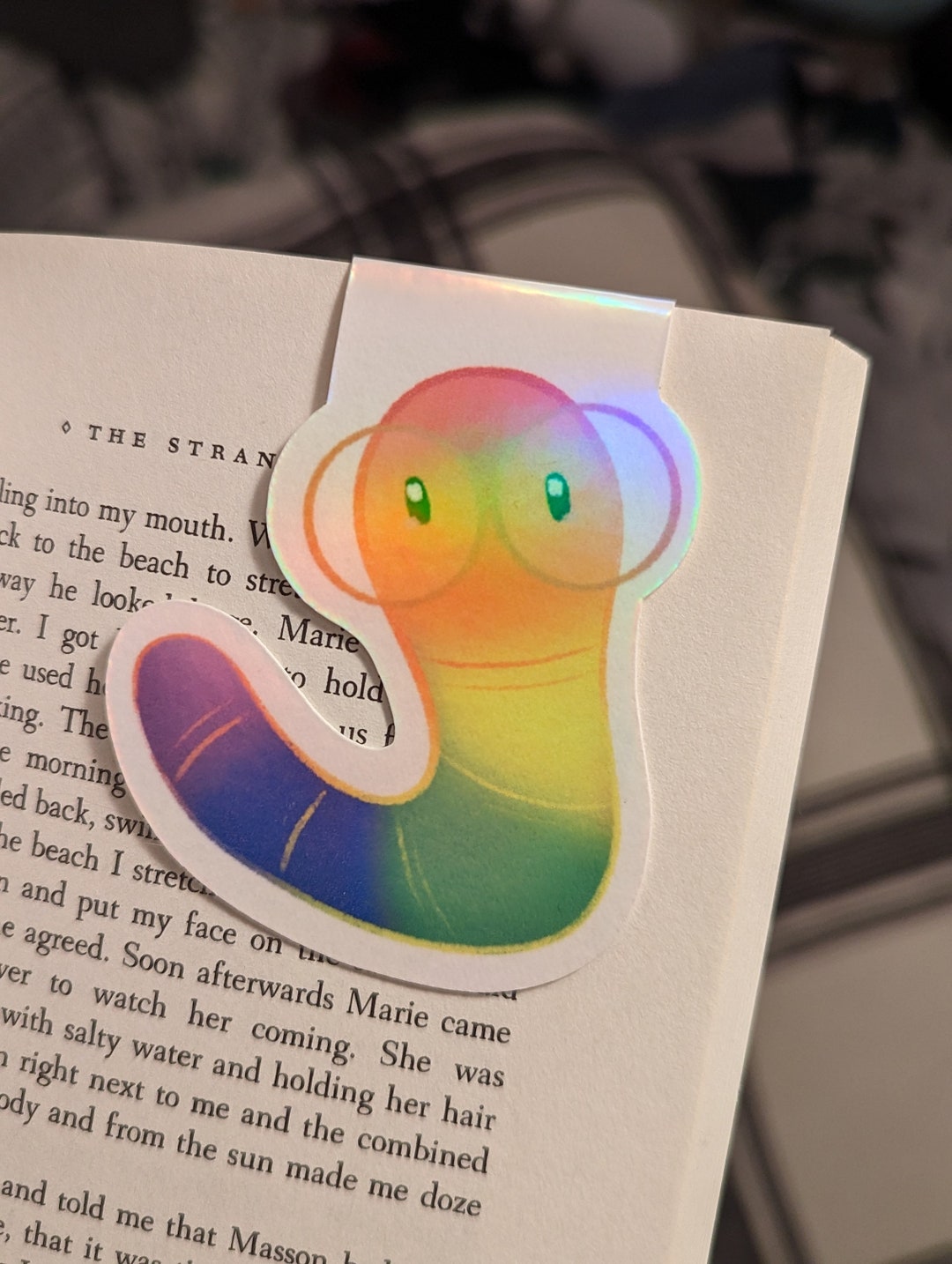 Rainbow Worm, Magnetic Bookmark, Handmade Bookmark, Holographic ...