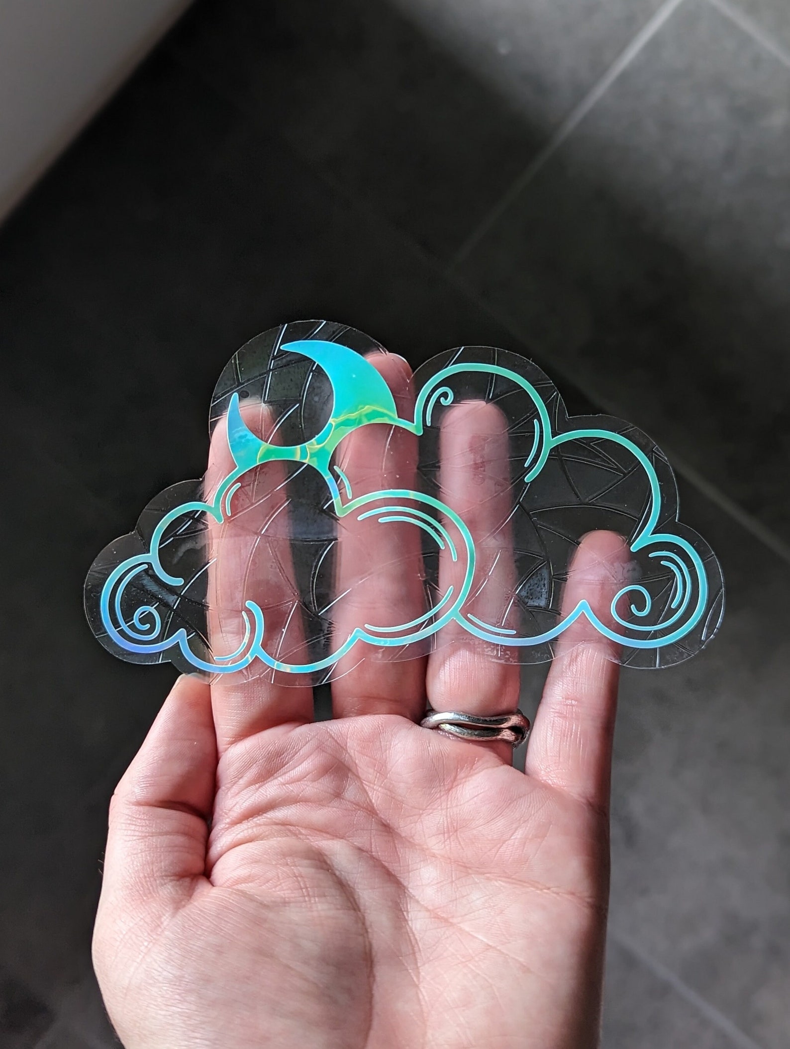 Clouds and Moon, Cloud Decals, Cloud Sun Catcher, Suncatcher Sticker ...