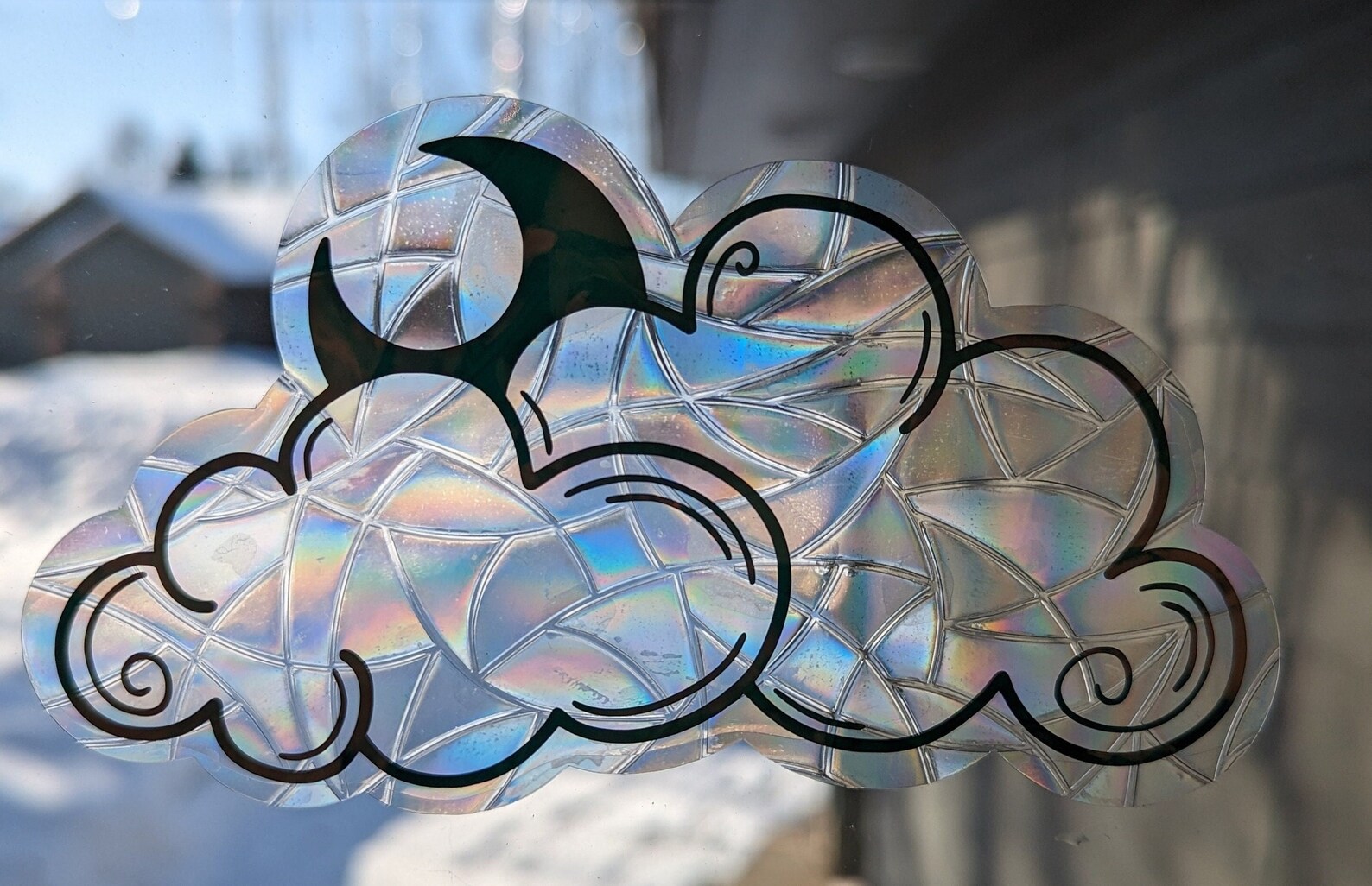 Clouds and Moon, Cloud Decals, Cloud Sun Catcher, Suncatcher Sticker ...
