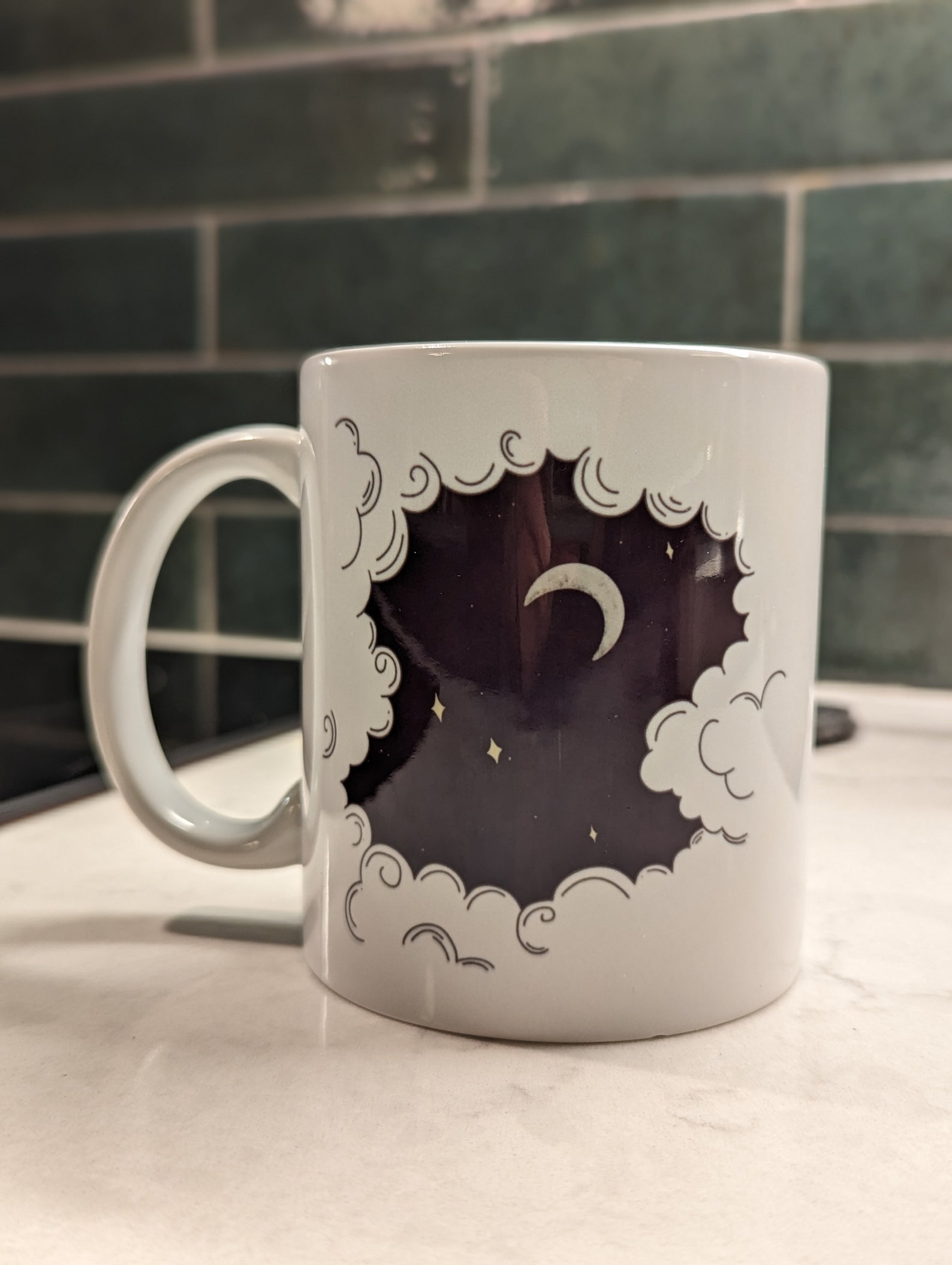 Night Sky Mug, Starry Sky, Moon Gift, Moon and Clouds - Etsy