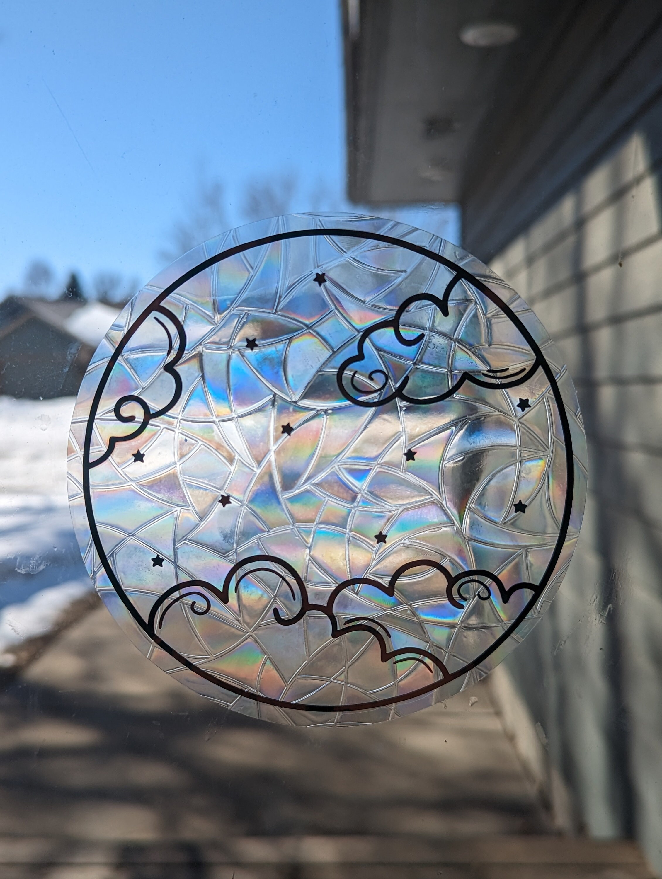 Clouds and Stars Suncatcher Sticker Iridescent Window Film - Etsy