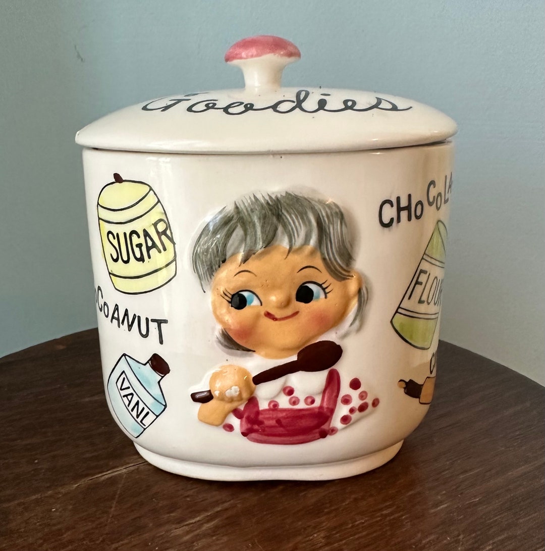 Vintage Novelty Sweet Girl W Spoon, Goodies Jar With Lid and Piggy ...