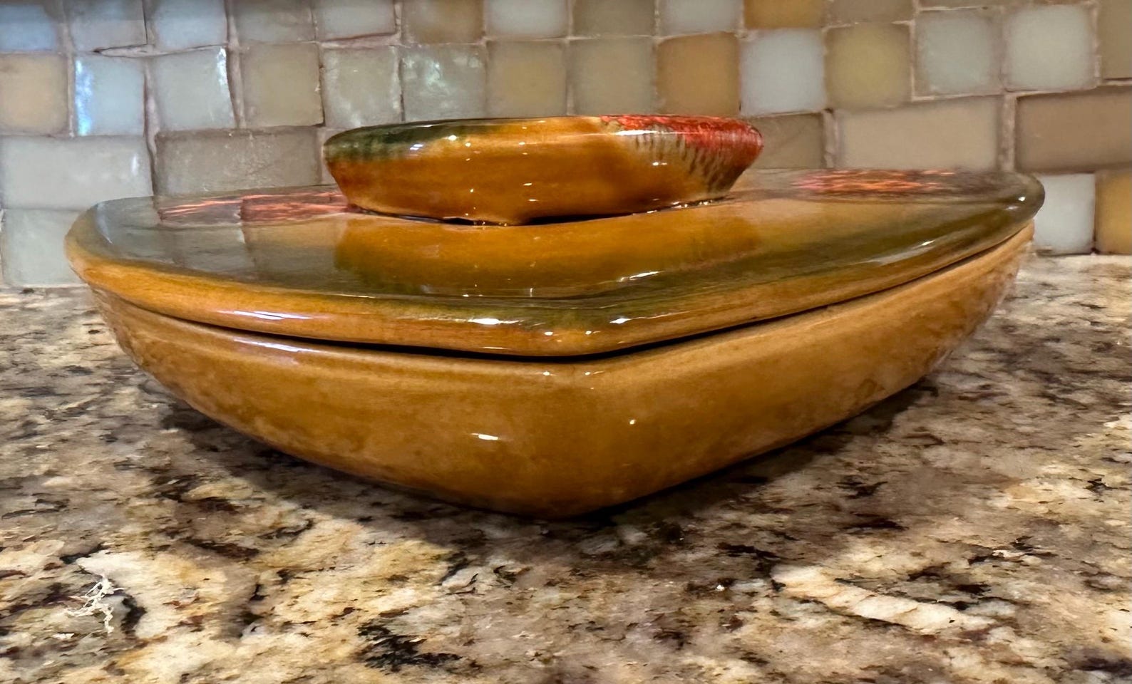 Deforest of California Pottery, Orange Porcelain Lidded Dish With ...