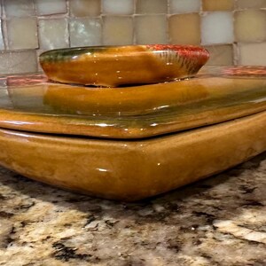 Deforest of California Pottery, Orange Porcelain Lidded Dish With ...