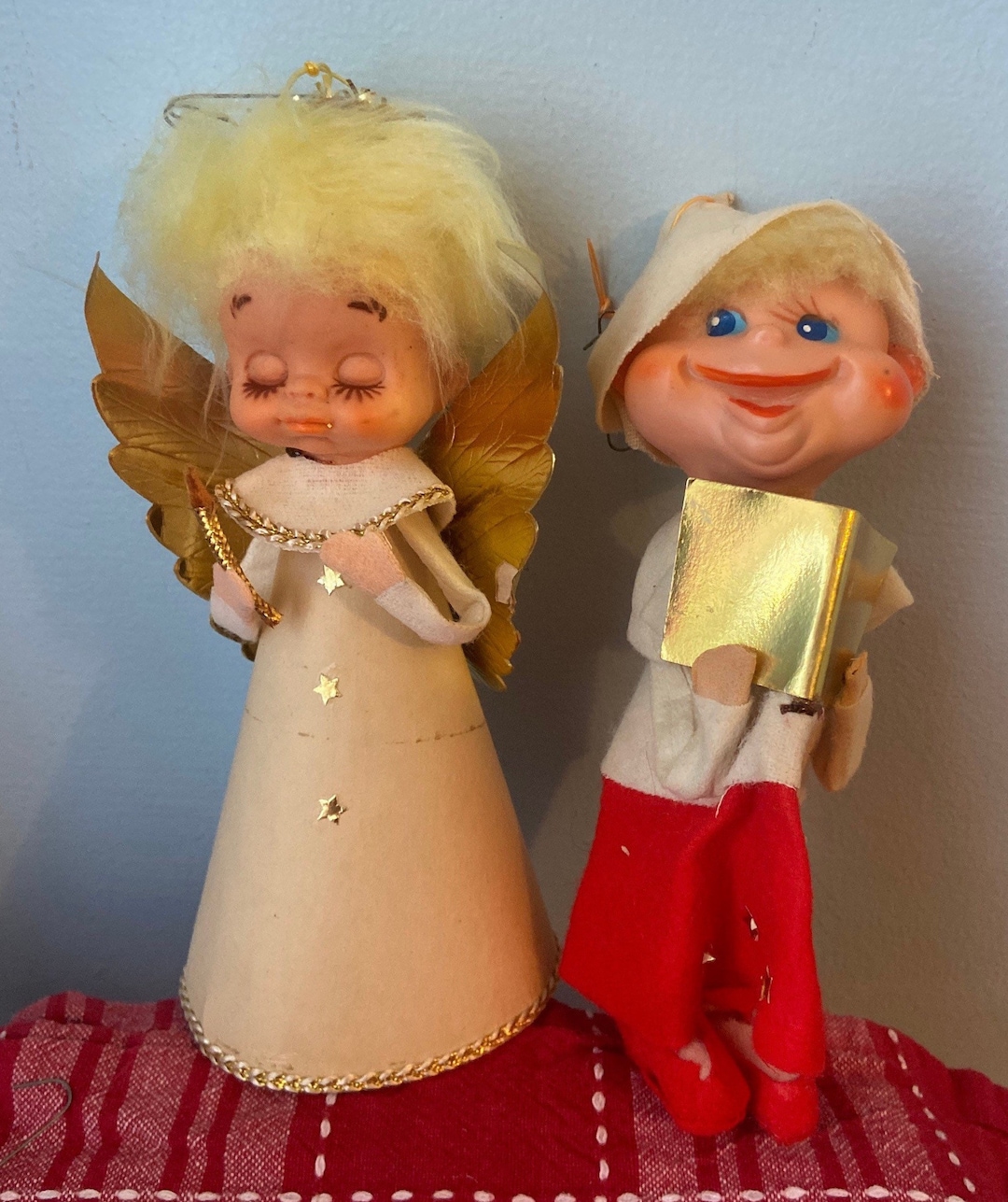 Two Vintage Christmas Items: One Santa, and One Elf, Made in Japan ...
