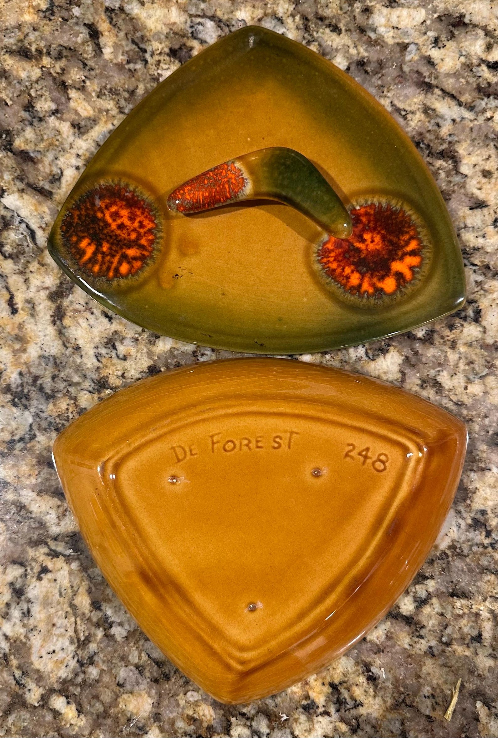 Deforest of California Pottery, Orange Porcelain Lidded Dish With ...