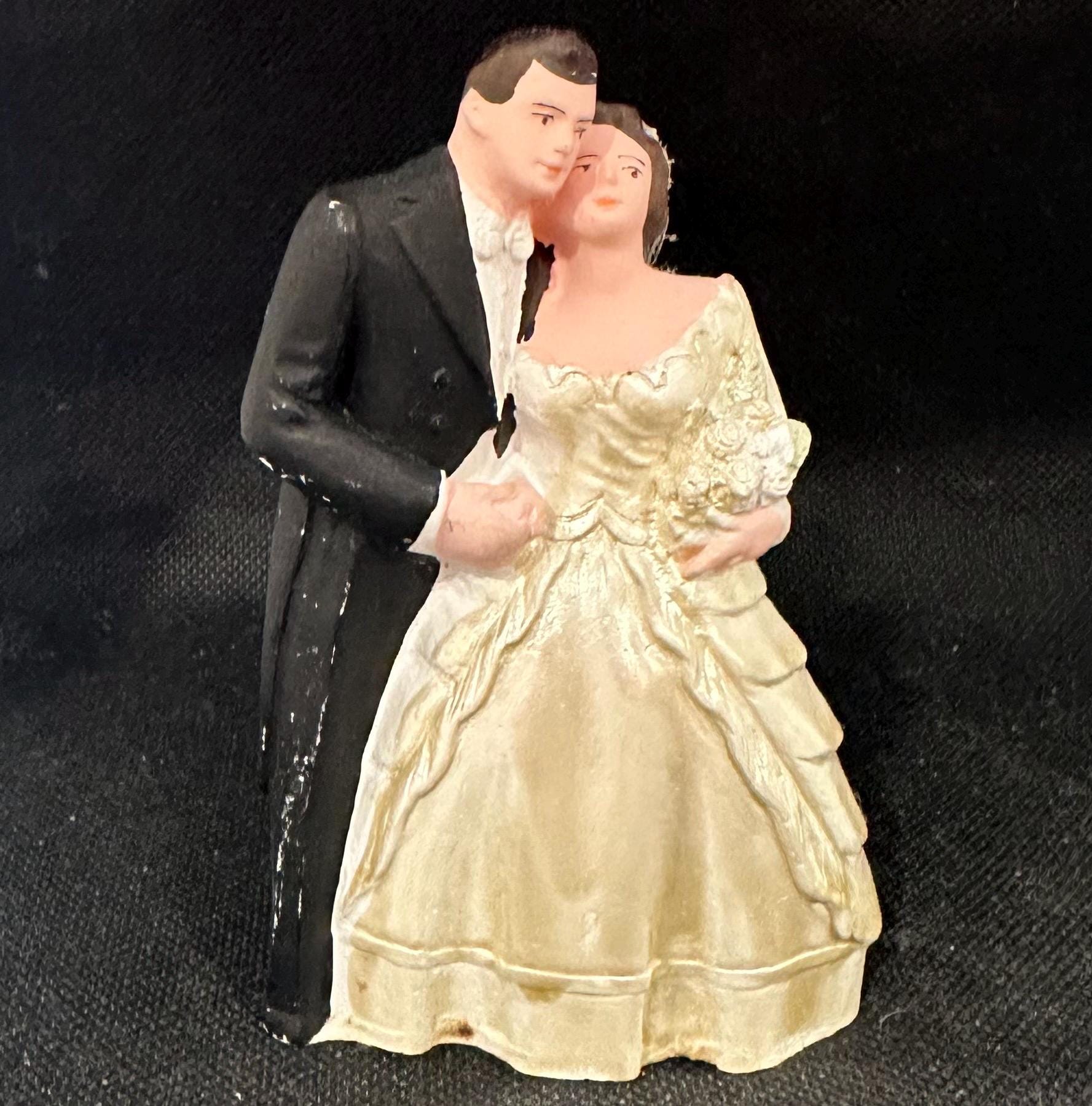 Vintage Bride N Groom Cake Topper 1950's, Hand Painted, Japan W Gloves ...