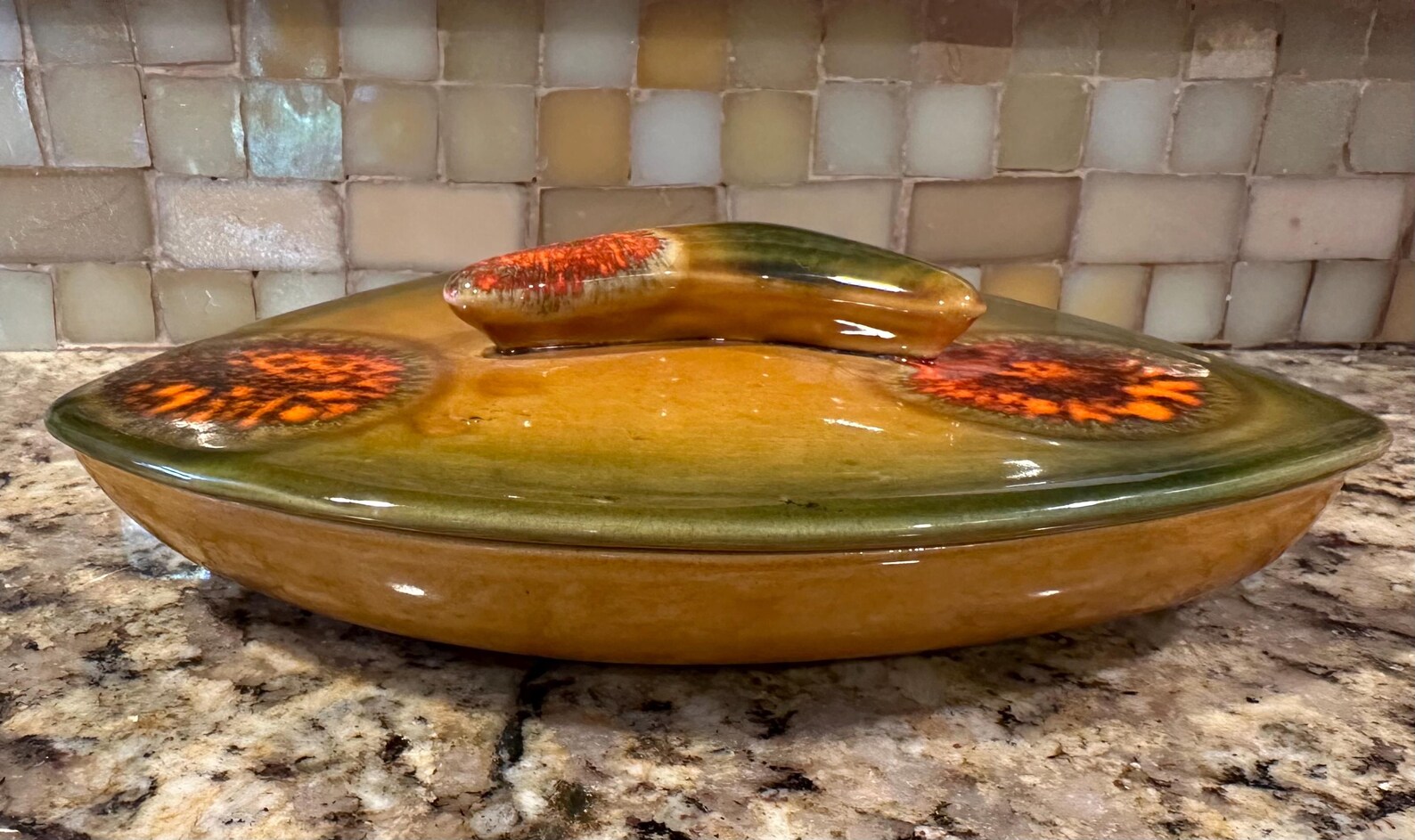 Deforest of California Pottery, Orange Porcelain Lidded Dish With ...