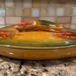 Deforest of California Pottery, Orange Porcelain Lidded Dish With ...