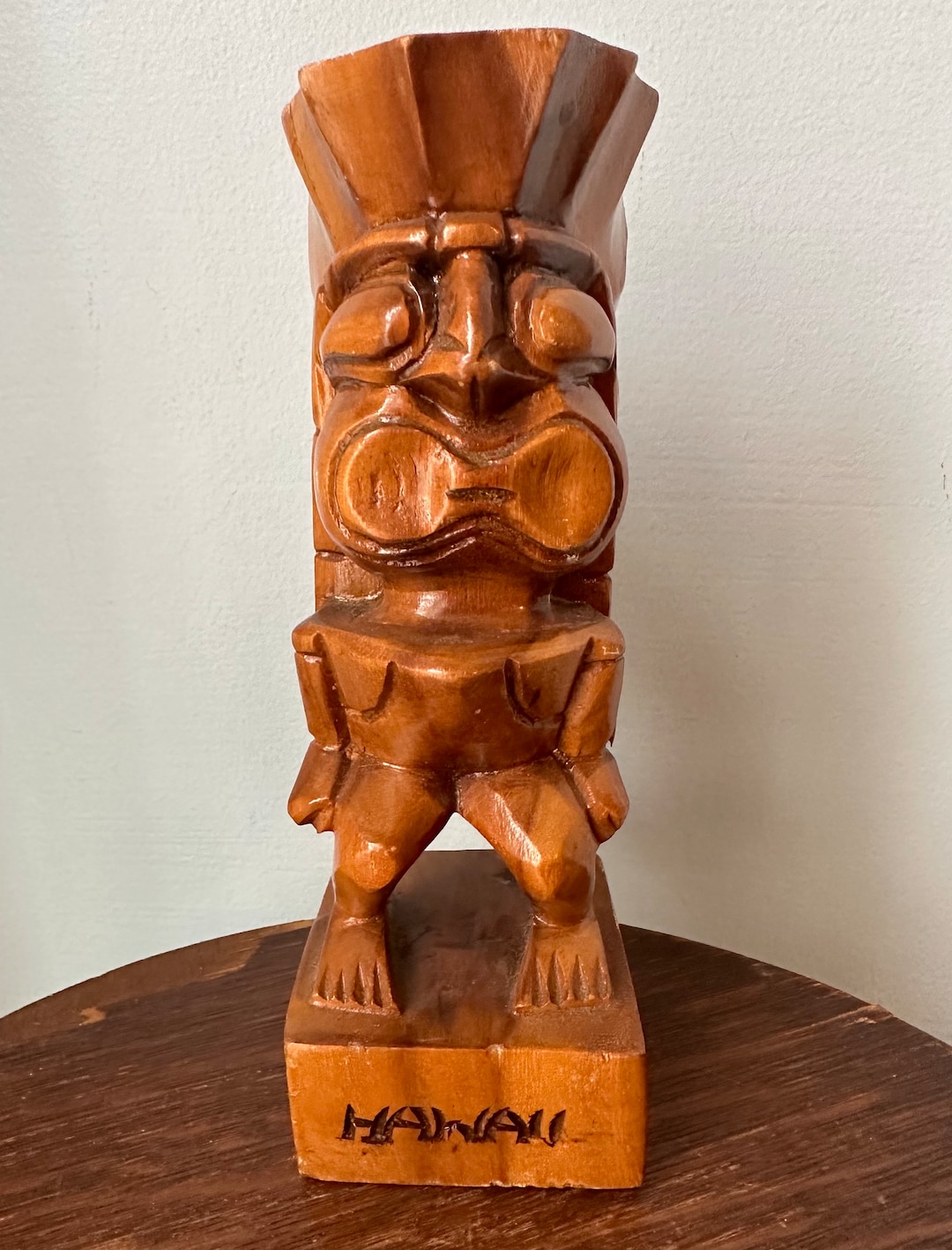 Vintage 8 Inch Hand Carved Wood Hawaiian Tiki Statue, Hawaiian God ...