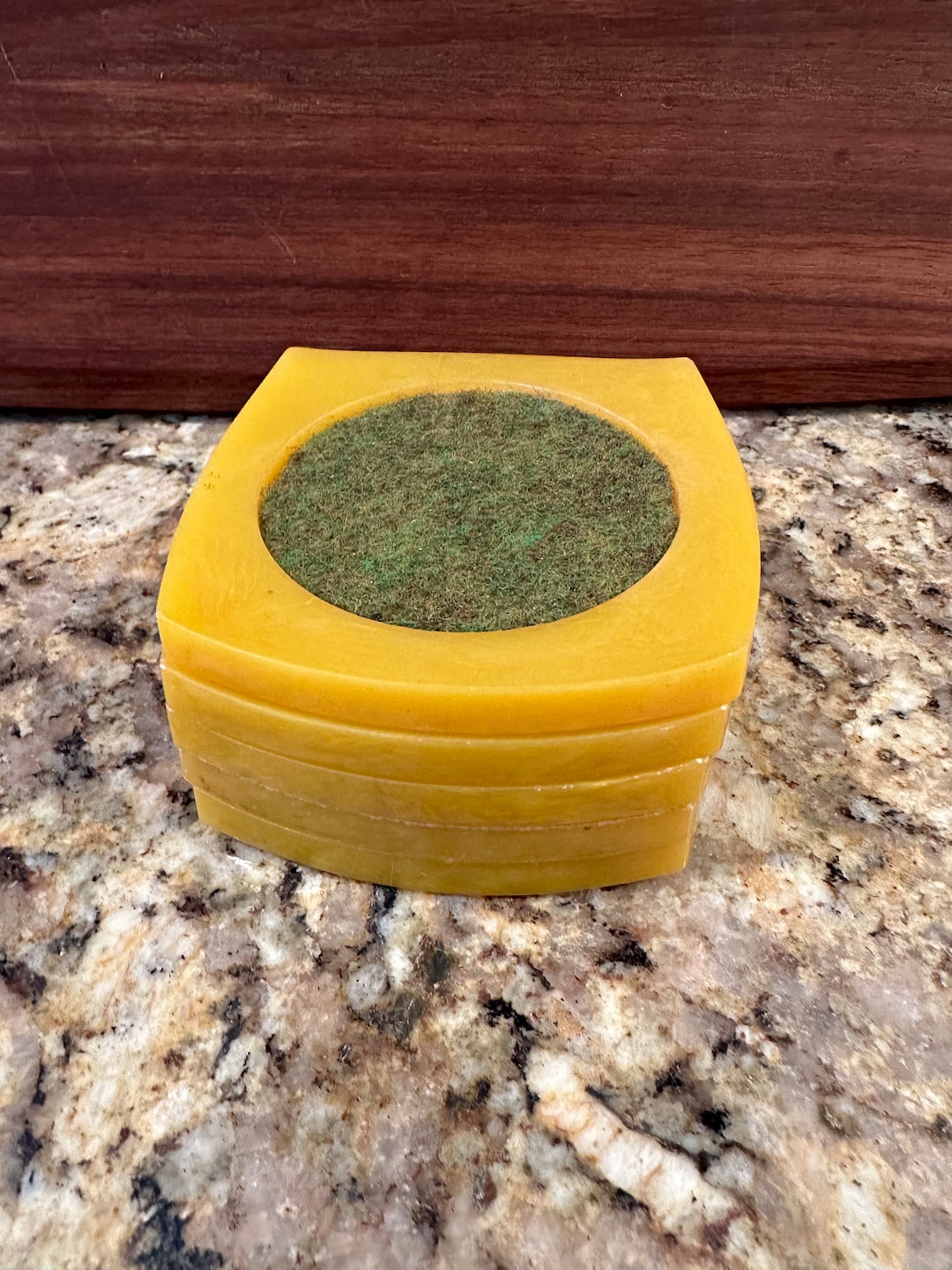 Bakelite, Mid-century Modern Vintage Mustard Bakelite Coasters With ...