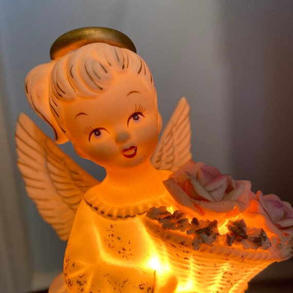 Vintage Lefton Porcelain Bisque Ceramic Angel Lamp Night Light - Etsy