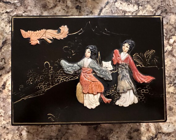 Vintage Asian Lacquer Box With Mother-Of-Pearl? and M… - Gem