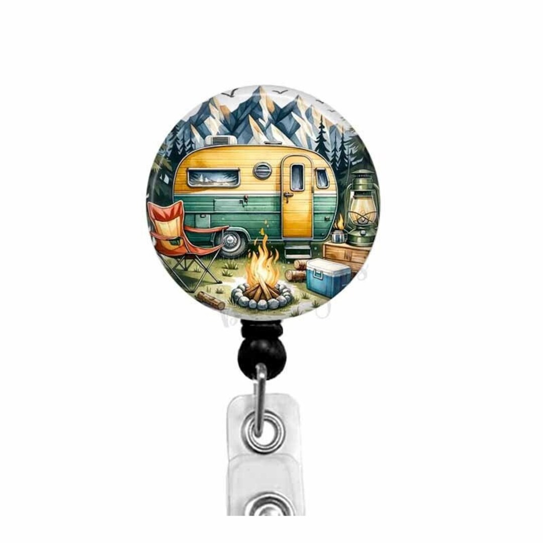 Camping Badge Reel, Camper Badge Holder, Camping Retractable Badge Reel ...