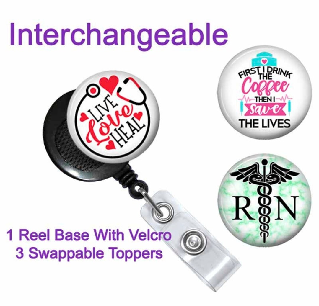 Interchangeable Badge Reel With 3 Floral Toppers - Etsy