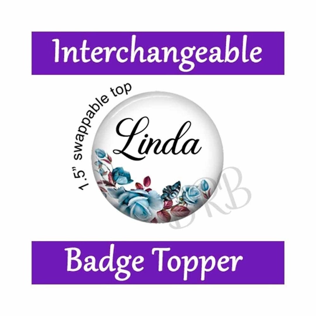 Personalized Badge Topper for Interchangeable Badge Reels, Floral ...