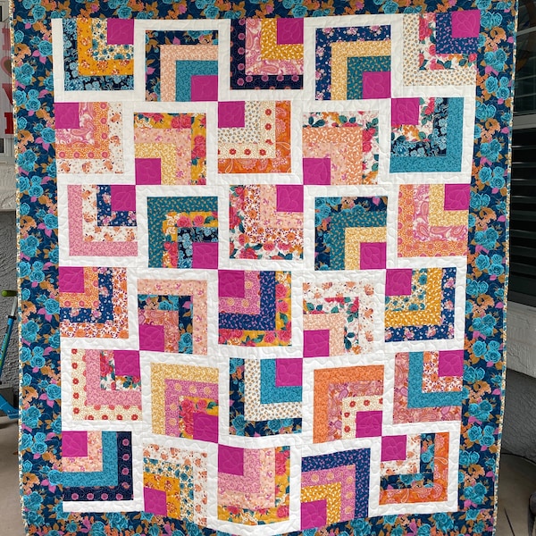 Rose Log Cabin Quilt Pattern - Etsy